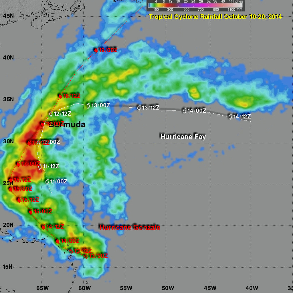 Rainfall From Hurricane Fay and Gonzalo | NASA Global Precipitation ...